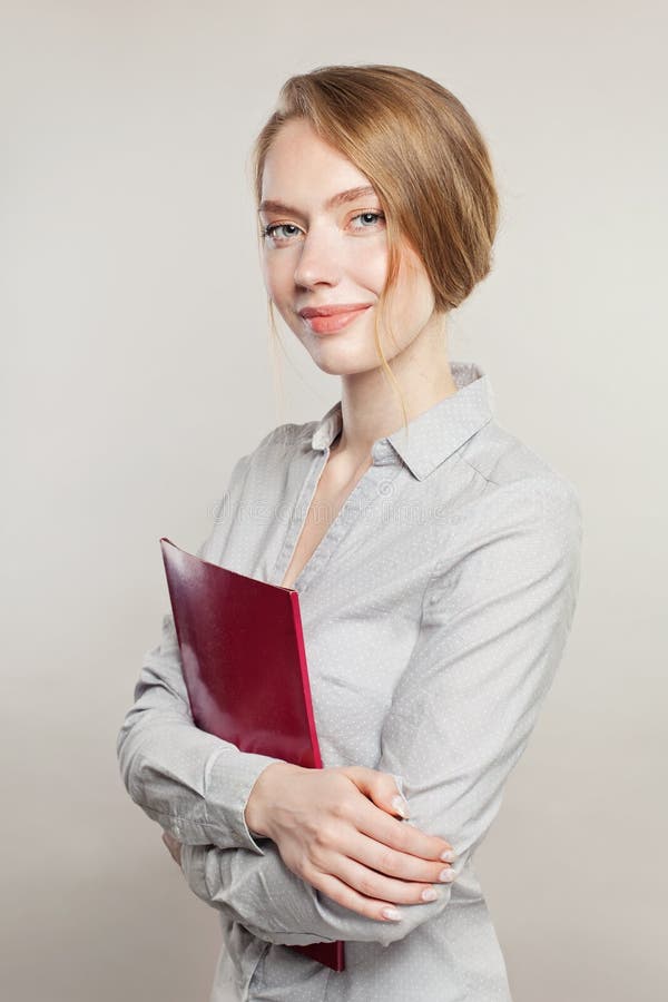 Successful Smart Woman with Documents on White Stock Image - Image of ...