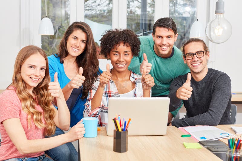 Successful Start-up Team Keeps Their Fingers Crossed Stock Photo ...