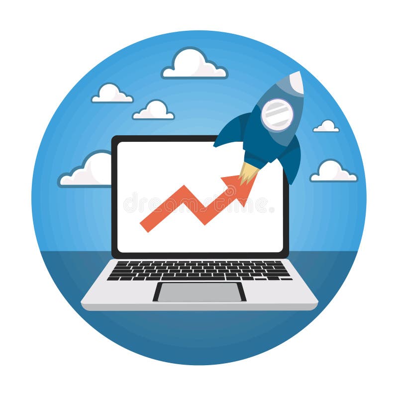 Successful Startup Business Concept with Laptop. a Laptop Displaying a ...