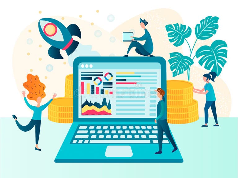 Successful Startup Teamwork of Programmers Stock Vector - Illustration ...