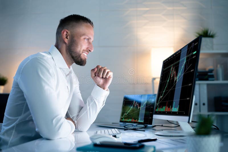 Successful Stock Market Trader Looking at Graphs Stock Photo - Image of ...
