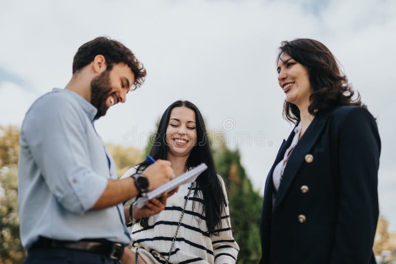 University Students Enjoy a Sunny Day in the Park Studying Together ...