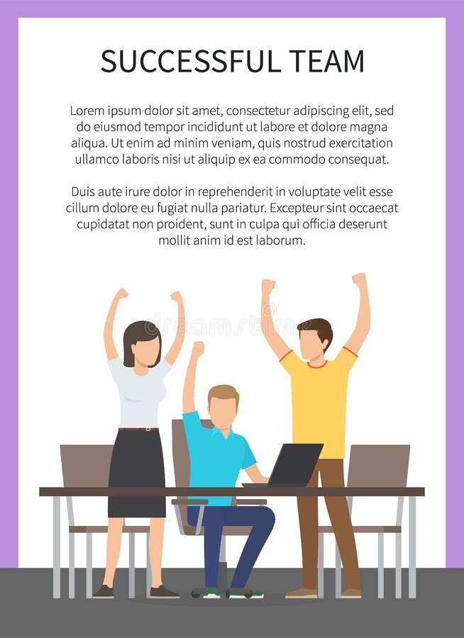 Three Successful Team Posters Vector Illustration Stock Vector ...