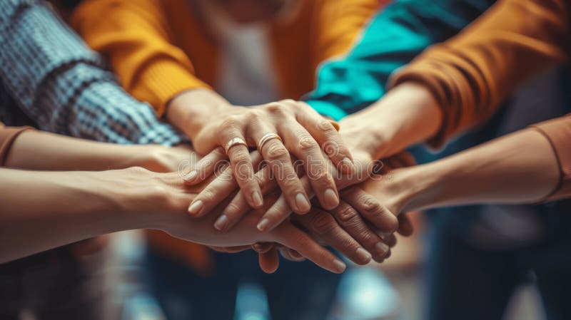 Successful Team Collaboration in Office: Business People Joining Hands ...