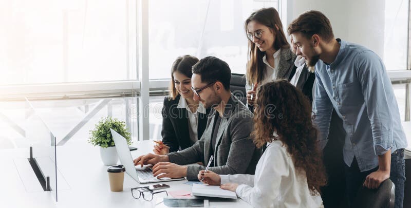 Successful Team. Group of Young Business People Working and ...