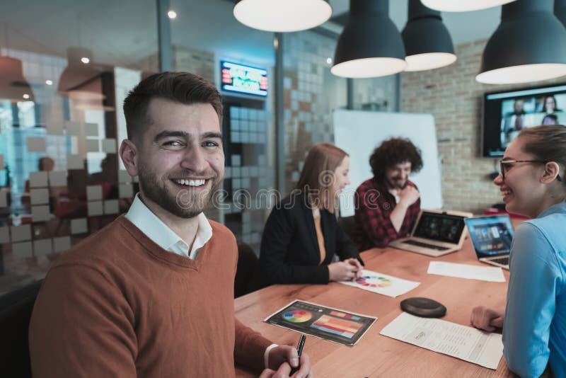 Successful Team. Group of Young Multi-ethnic Business People Working ...