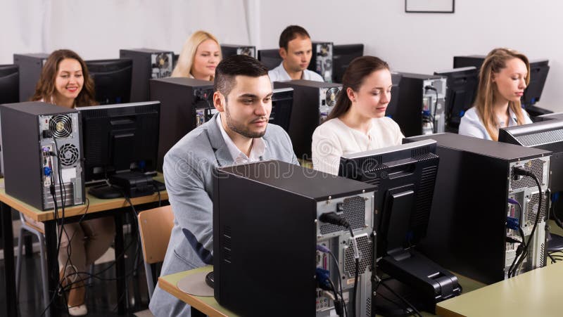 Successful Team at the PC in Office Stock Image - Image of friendly ...