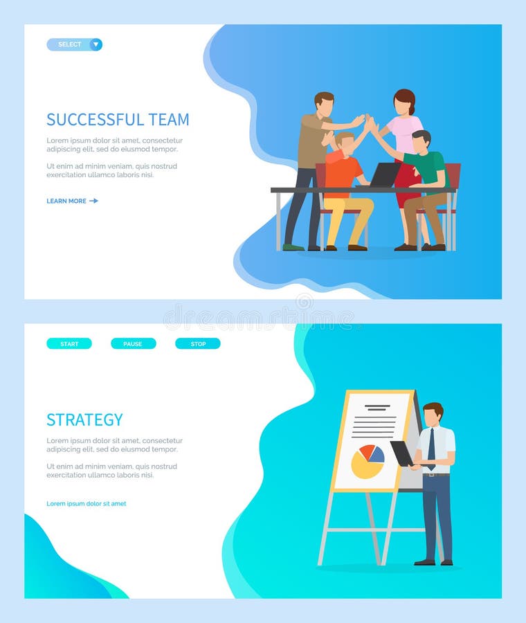 Successful Team Landing Page Template with Happy Businesspeople Smiling ...