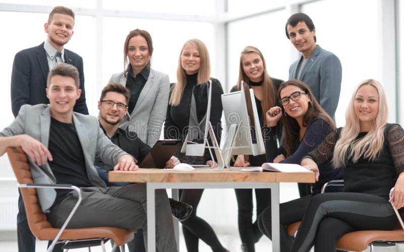 Successful Team of Young Professionals at the Office Desk Stock Image ...