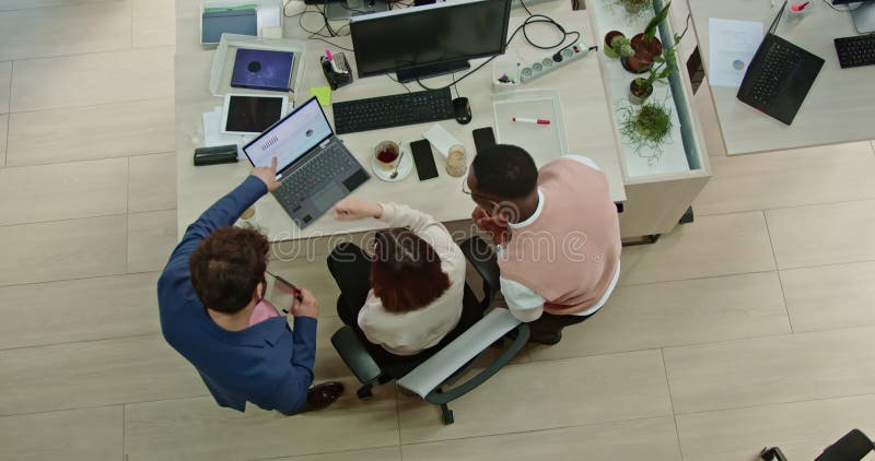 Successful Teamwork Concept. Multiracial, Business Colleagues Using ...