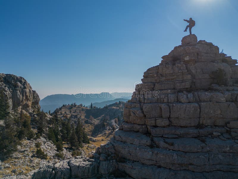 Successful Trip and Adventure at Sunrise Time in Wild Mountains Stock ...
