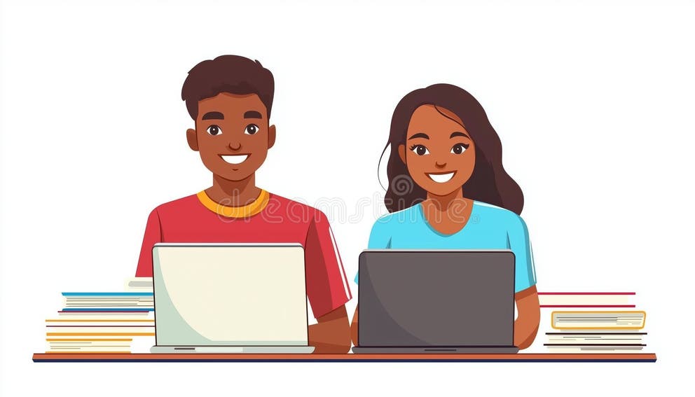 Successful University Students Collaborating on Language Learning with ...