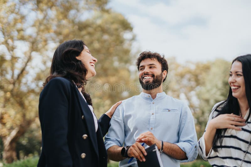 Successful University Students Discussing Topics and Exchanging ...