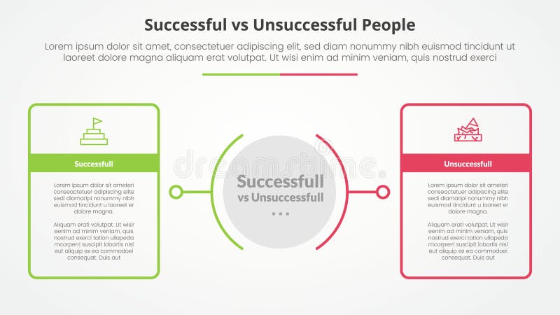 Successful Vs Unsuccessful Comparison Opposite Infographic Concept for ...