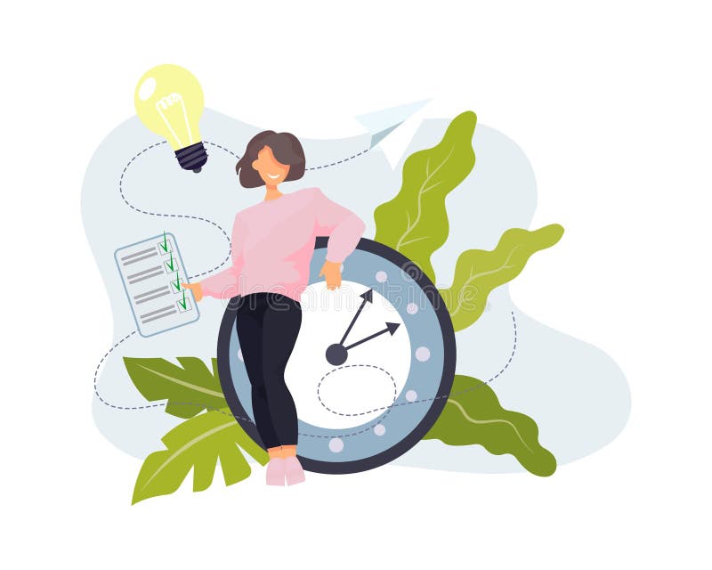 Successful Woman Holding Tablet with Marked Tasks. Time Management ...