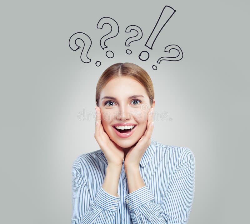 Successful Woman with Question Mark. Brainstorm, Ideas, Problem and ...