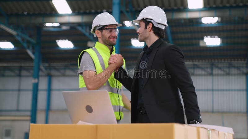 Successful Work Partner Handshake Showing Project Success . Stock Video ...