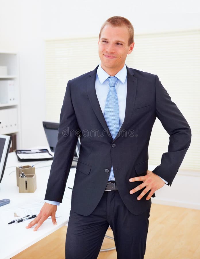 Successful Young Business Man Posing Stock Photo - Image of cheerful ...