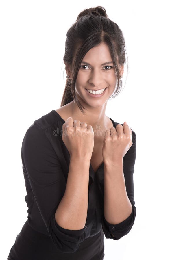 Successful Young Business Woman Smiling in a Black Dress Stock Image ... Successful Young Business Woman Smiling in a Black Dress Stock Image ...