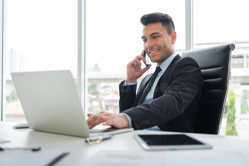 Successful of Young Businessman is Using Cell Phone. Stock Image ...