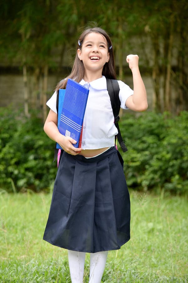 Successful Young Person Wearing School Uniform with Notebooks Stock ...