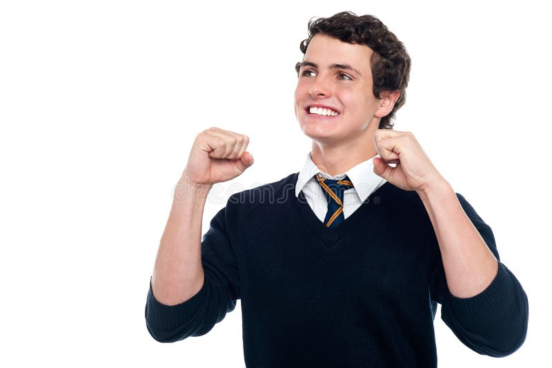 Successful Young Teenager Celebrating Stock Image - Image of schoolboy ...