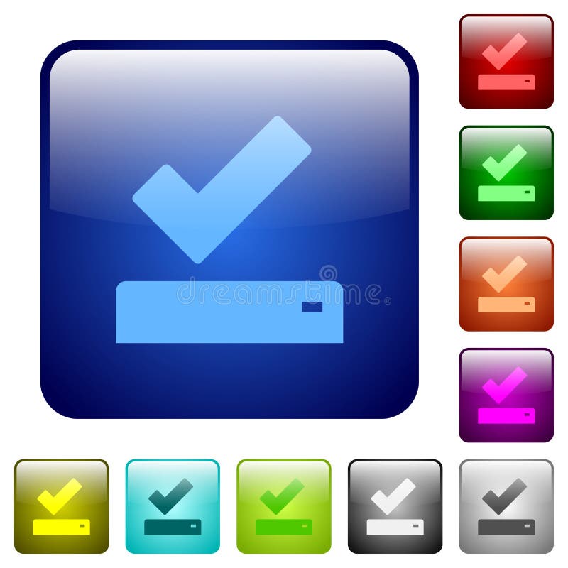 Successfully Saved Color Square Buttons Stock Vector - Illustration of ...