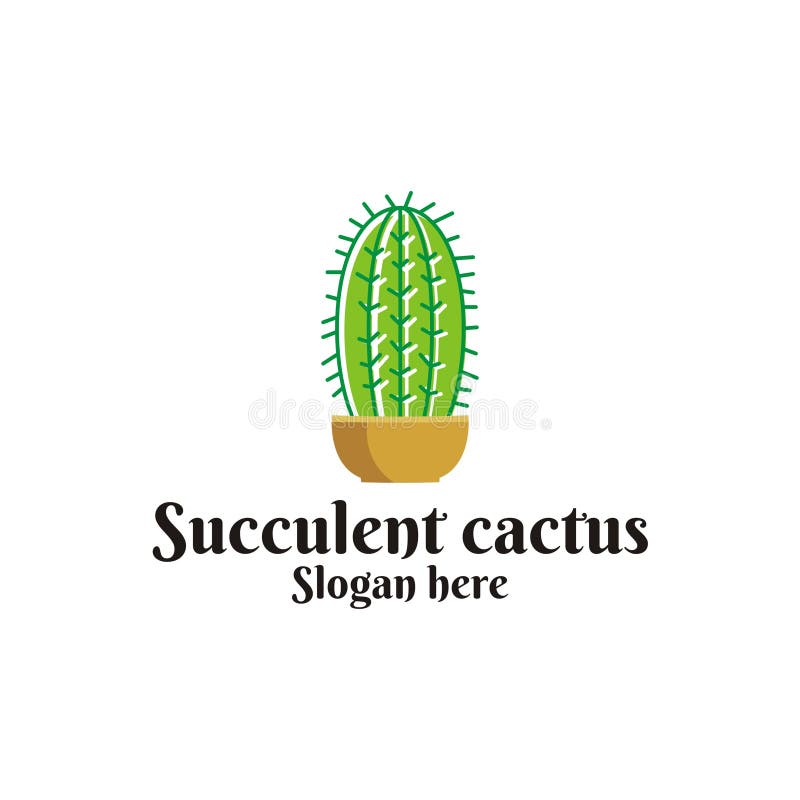 Succulent Cactus Vector Logo Stock Vector - Illustration of hand ...
