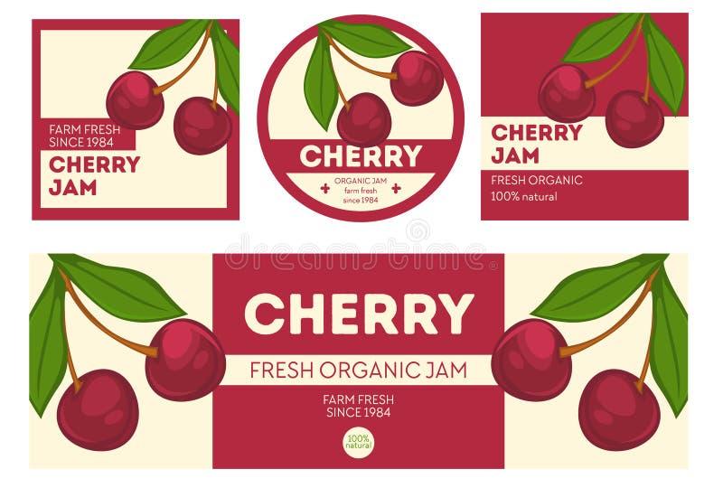 Succulent Cherry Jam Vector Label Stock Vector - Illustration of design ...