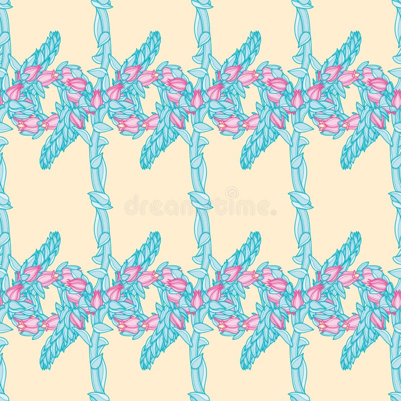 Succulent Flower Grid Vector Repeating Pattern Stock Vector ...