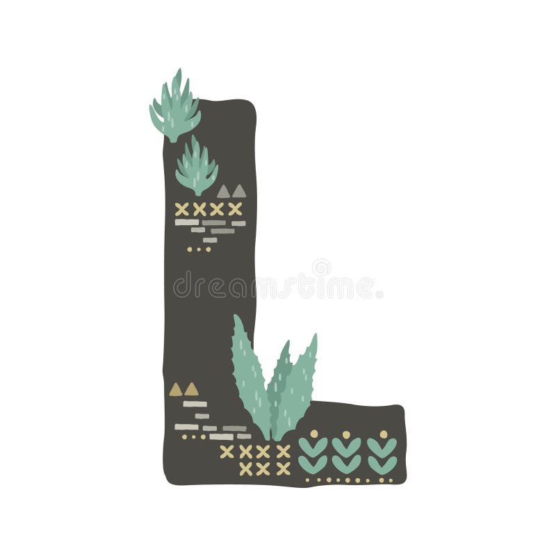 Succulent Inspired Letter L. Vector Illustration Decorative Design ...