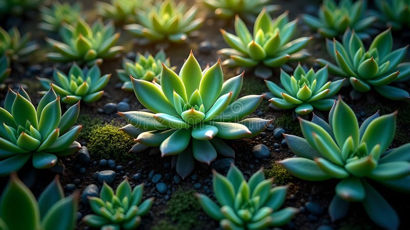 Succulent Plant Garden with Detailed Leaf Texture Stock Illustration ...
