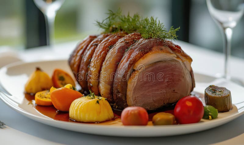 Succulent Roasted Meat with Vibrant Vegetables and Rich Sauce on ...