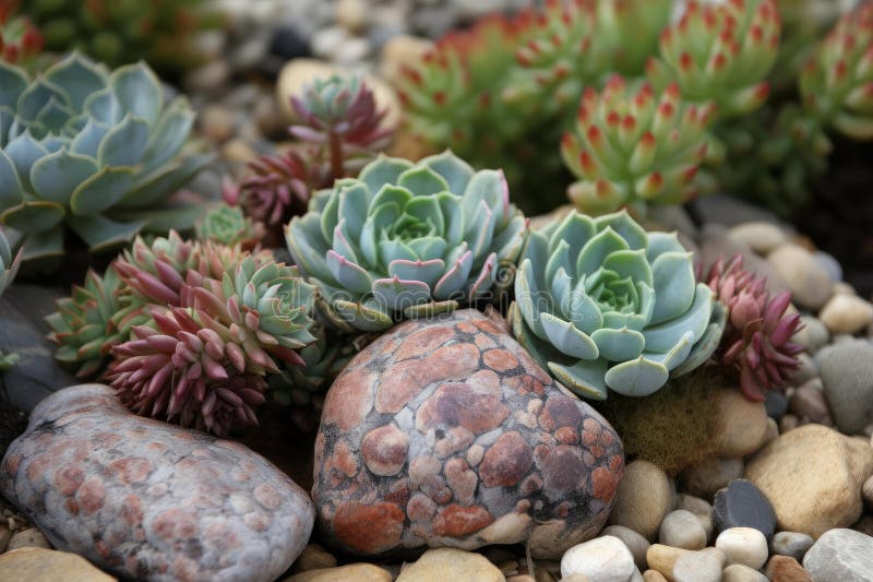 Succulent Stones Plant. Generate Ai Stock Photo - Image of cement, leaf ...