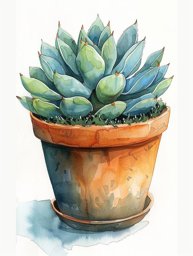 Succulent Watercolor Painting - Healing Watercolor Art Stock ...