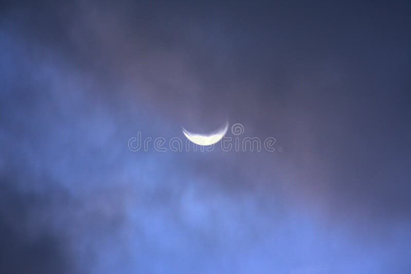 Such a Beautiful Half-moon, with Thin White Clouds Around it Stock ...
