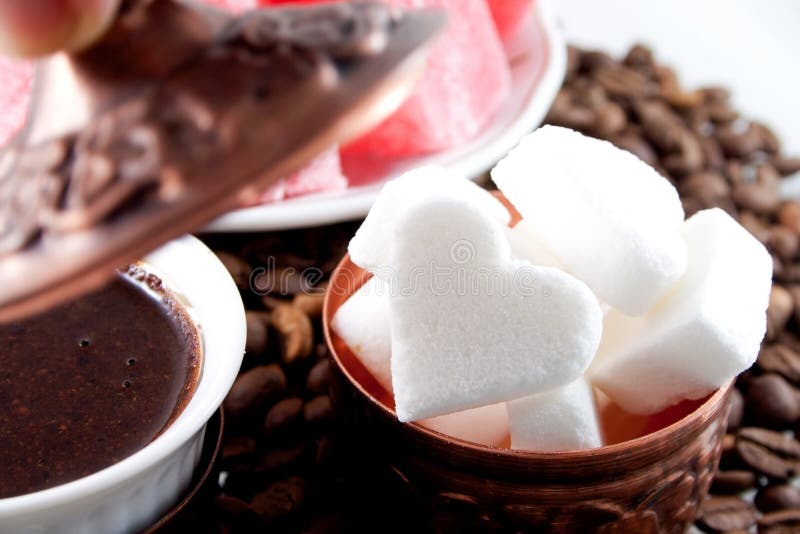 Sucre en forme de coeur image stock. Image du signe, café - 37266741