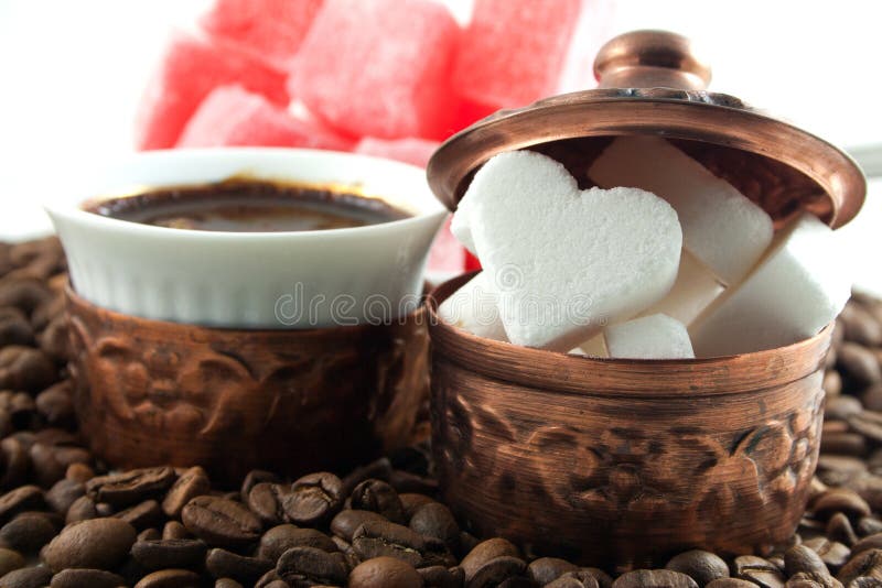 Sucre en forme de coeur image stock. Image du signe, café - 37266741