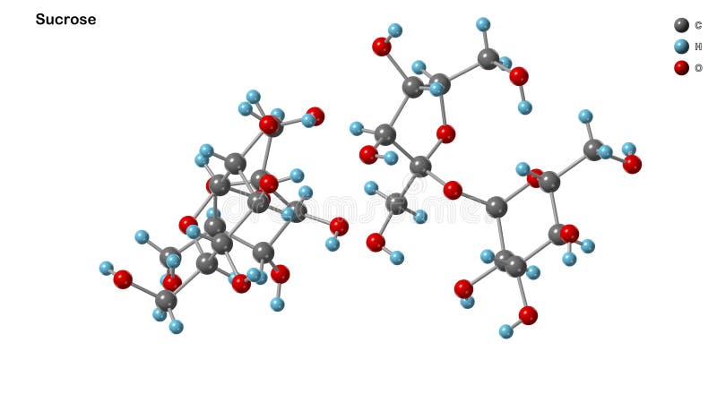 Sucrose Molecular Structure or Atomic Arrangement of Carbon Hydrogen ...
