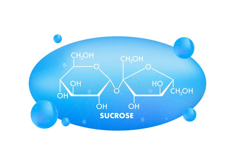Sucrose Molecular Structure with Chemical Formula on Blue Background ...