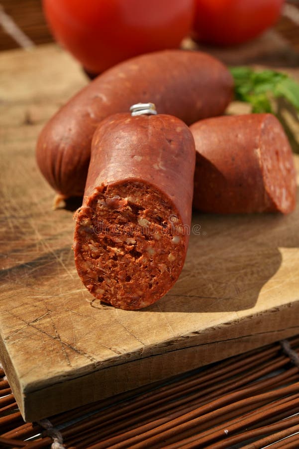 Turkish Sausage Sucuk on a White Dish Stock Image - Image of space ...