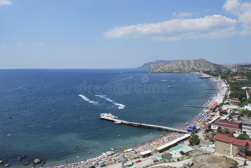 Sudak Town in Crimea stock image. Image of building, outdoors - 64816037