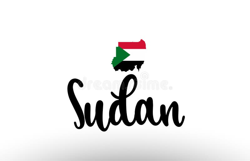 Sudan Country Big Text With Flag Inside Map Concept Logo Stock Vector