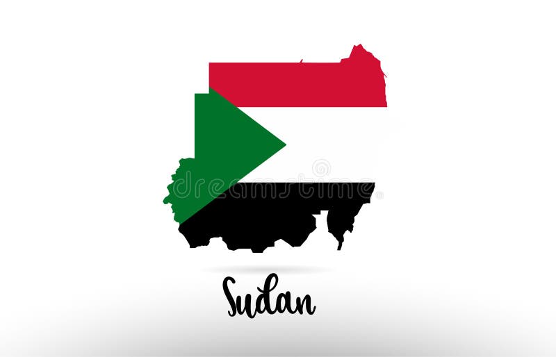 Sudan Country Flag Inside Map Contour Design Icon Logo Stock Vector ...
