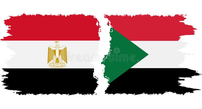 Sudan and Egypt Grunge Flags Connection Vector Stock Vector ...