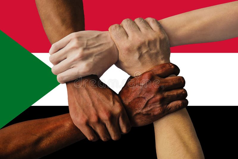 Sudan Flag, Intergration of a Multicultural Group of Young People Stock ... Sudan Flag, Intergration of a Multicultural Group of Young People Stock ...