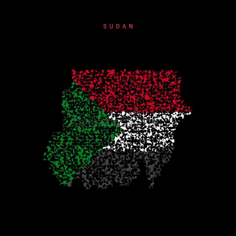 Sudan Flag Map, Chaotic Particles Pattern in the Sudanese Flag Colors ...