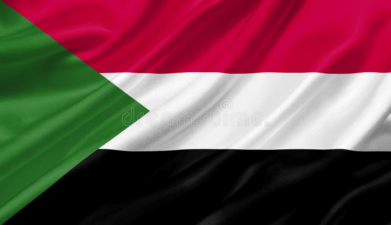 Sudan Flagga Som Vinkar Med Vinden, Illustration 3D Stock Illustrationer - Illustration av kurva ...