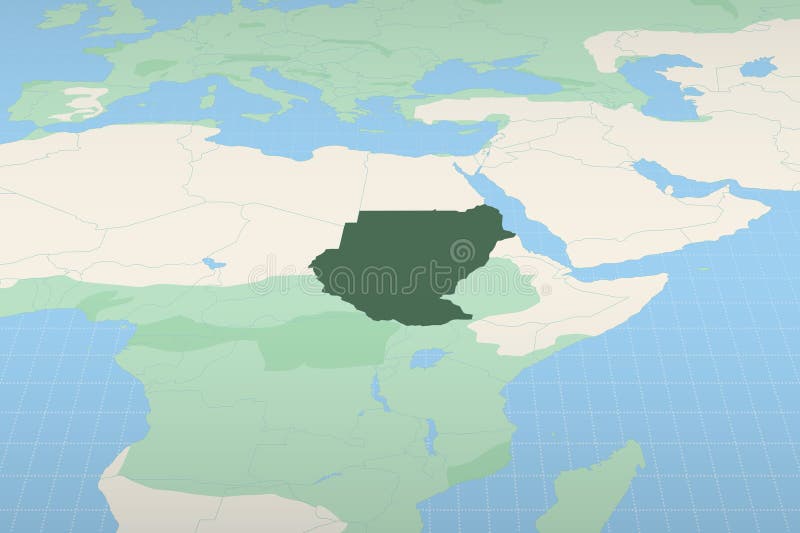 Sudan Highlighted on a Detailed Map, Geographic Location of Sudan Stock ...