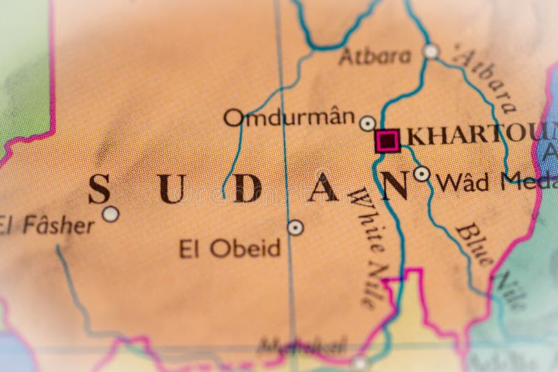 Sudan Highlighted on a World Map Stock Image - Image of globe, place ...